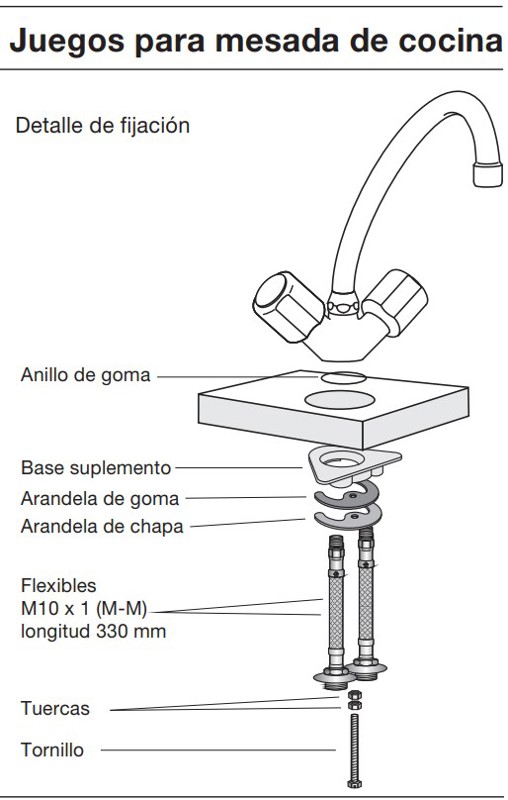 Griferia Fv Allegro Cocina 2 Agujeros Pico Movil 416/15 Cr - FV GRIFERIA COCINA - Megatone