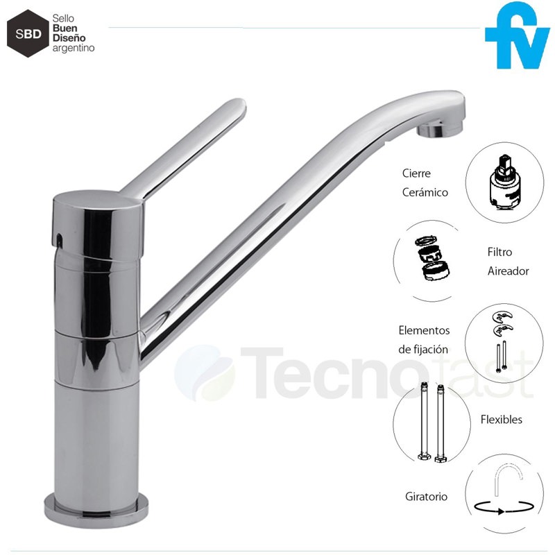 Griferia Cocina Fv Newport Monocomando Cromo 0411.02/b2 Cr - FV ...