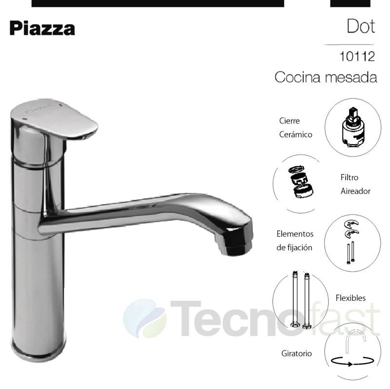 Griferia Monocomando Cocina Mesada Piazza Dot Cromada - PIAZZA GRIFERIA ...