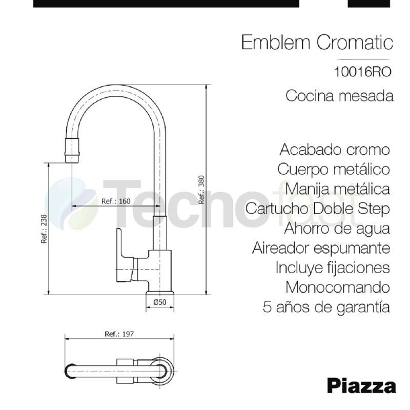 Griferia Cocina Monocomando Piazza Rojo 10016 Flexible - PIAZZA ...