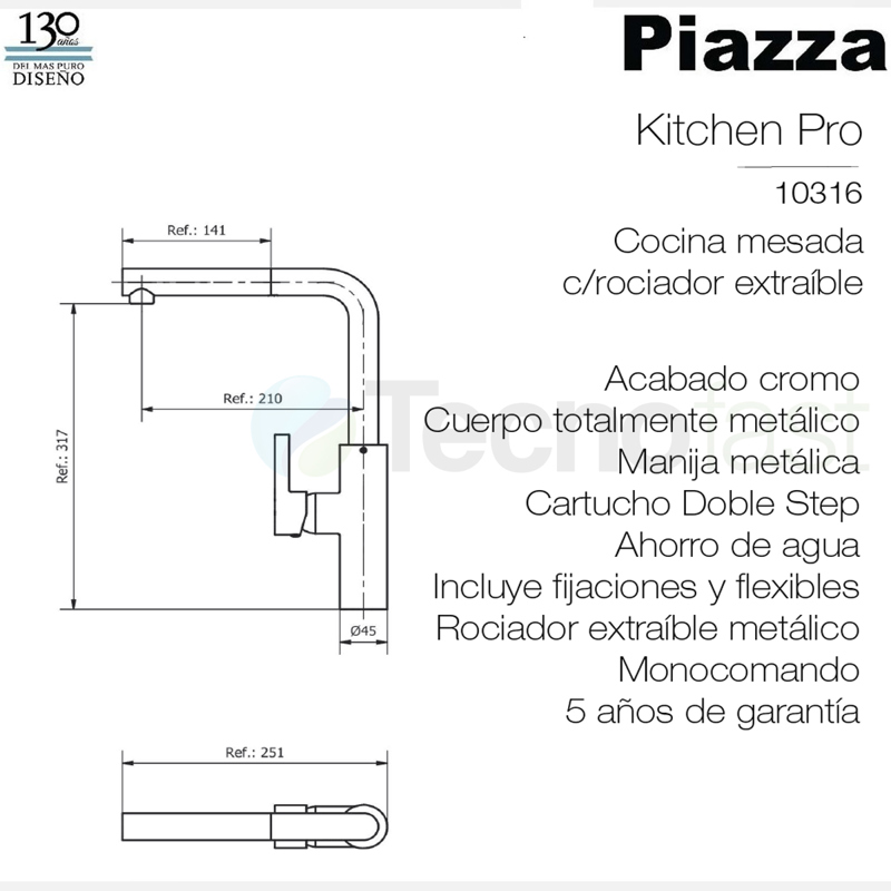 Grifería Cocina Monocomando Piazza 10316 Kitchen Pro - PIAZZA GRIFERIA ...