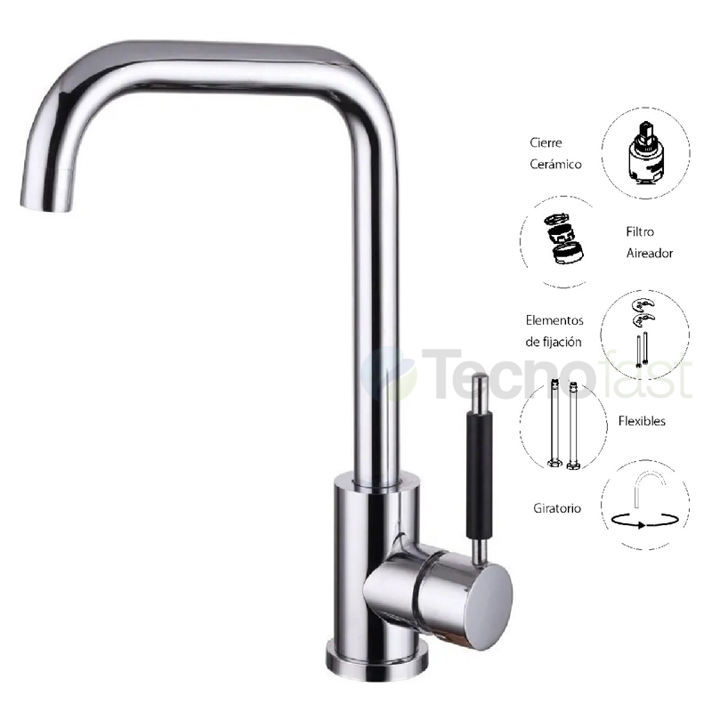 Grifería Cocina Monocomando Gourmet Cromo 10303 Piazza - PIAZZA ...