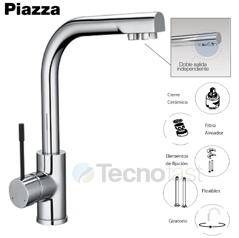 Griferia Piazza Kitchen Pro Cocina Agua Filtrada 10321 Cromo - PIAZZA ...
