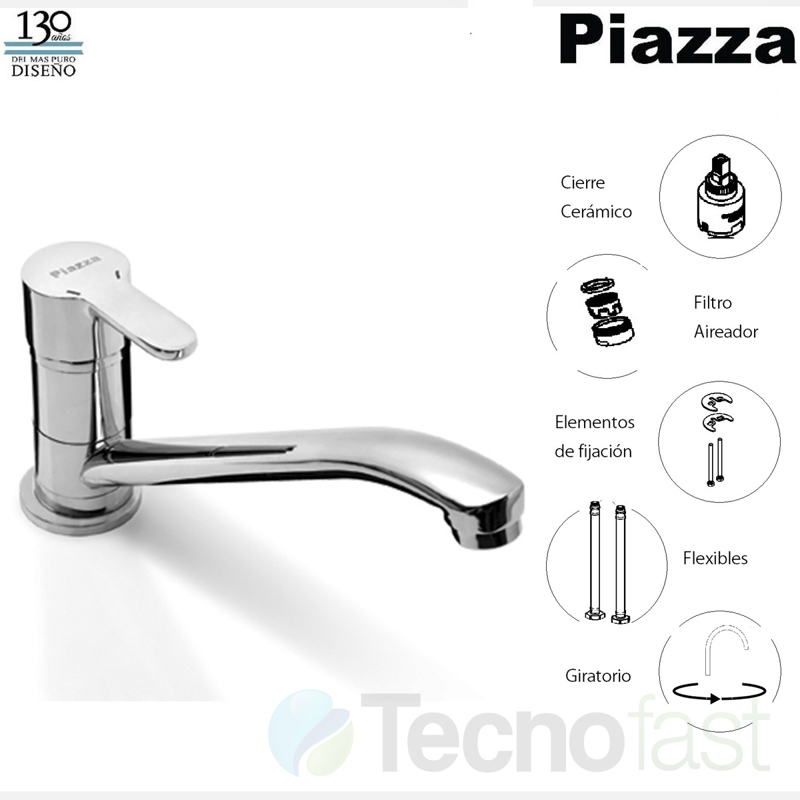 Griferia Cocina Mesada Monocomando Piazza Yvon 40mm Cromado - PIAZZA ...