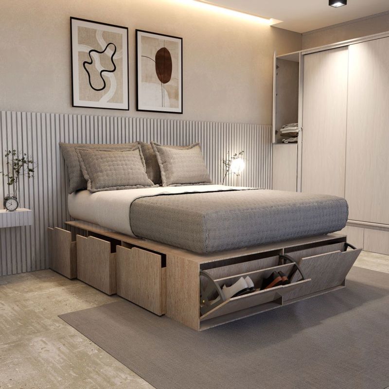 Cama Box EMC 2 Plazas con 6 Cajones y 2 Zapateros Báltico - EMC CAMAS ...