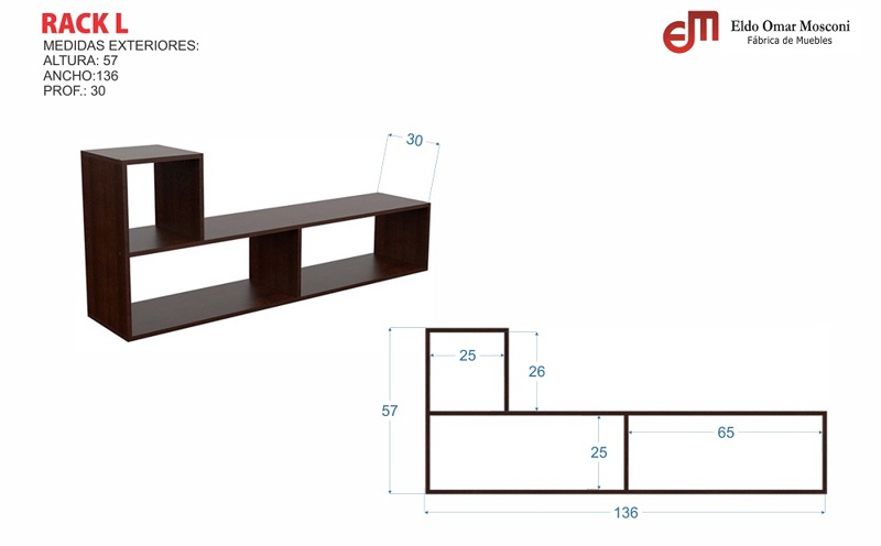MODULO RACK L - NEBRASKA NATURAL - MOSCONI ESTANTES Y REPISAS - Megatone