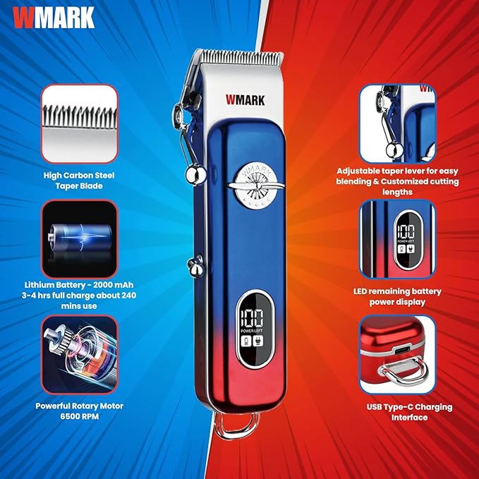Maquina Cortadora de Pelo Inalam. Pantalla Led Wmark Ng-899 - WMARK ...