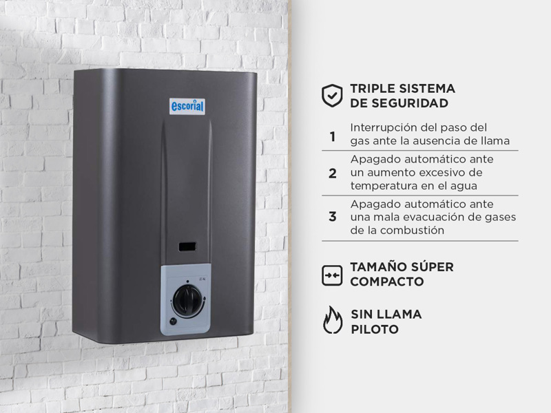 Calefon Escorial Automatico 14 Lts Gas Natural CE-14L Grafito ...