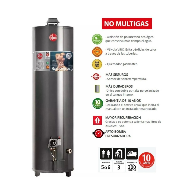 Termotanque A Gas Natural Rheem Apg160 Alta Potencia 160 lts - RHEEM ...