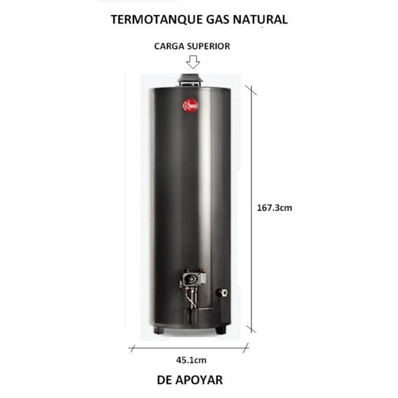 Termotanque Multigas Rheem 160L Carga Superior De Pie - RHEEM ...