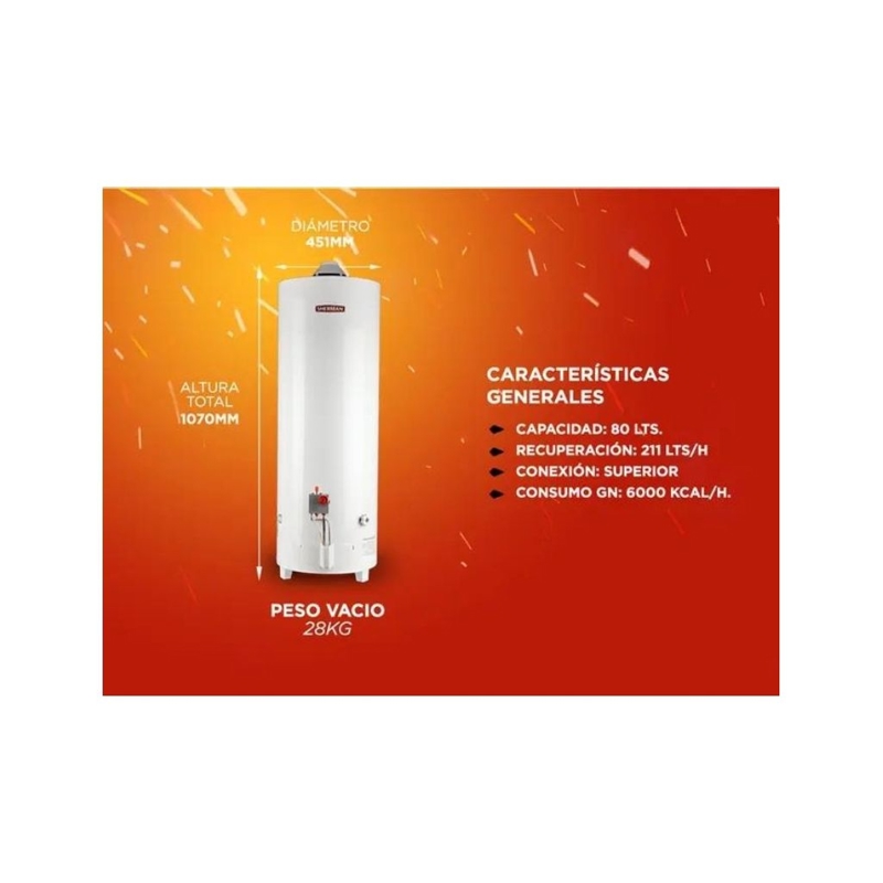Termotanque Multigas Sherman 80L Carga Superior De Pie TPGP080MSH13 ...