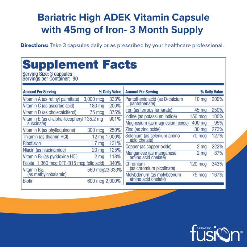 Suplemento multivitamínico Bariatric Fusion High ADEK 270 cápsulas ...
