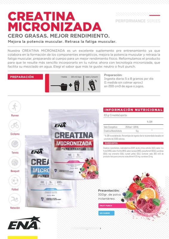 Creatina Micronizada ENA 300g Sabor Fruit Punch en Doypack - ENA SPORT ...