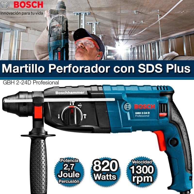 Taladro Rotopercutor Sds Plus Bosch Gbh 2-24d 820w - BOSCH TALADROS Y ...