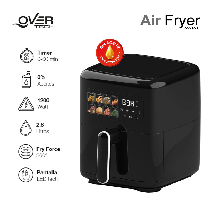 Freidora De Aire Overtech Ov-102 Air Fryer Sin Aceite 1200w 2.8 Litros ...