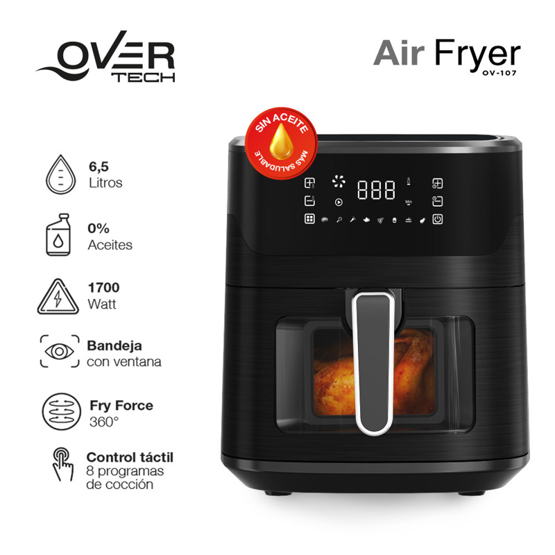 Freidora De Aire Overtech Sin Aceite 1700w 6.5 Litros Air Fryer Ov-107 ...