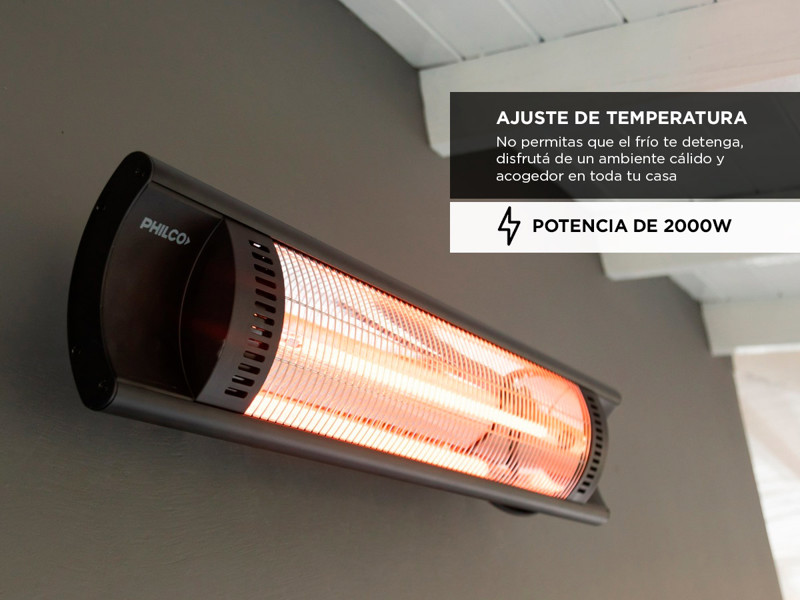 Calefactor Infrarrojo de Pared 4 Niveles de Potencia 2000W Philco ...
