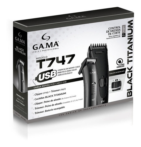 Pack Cortadora + Trimmer Ga.ma T747 Black Titanium Usb - GAMA ...