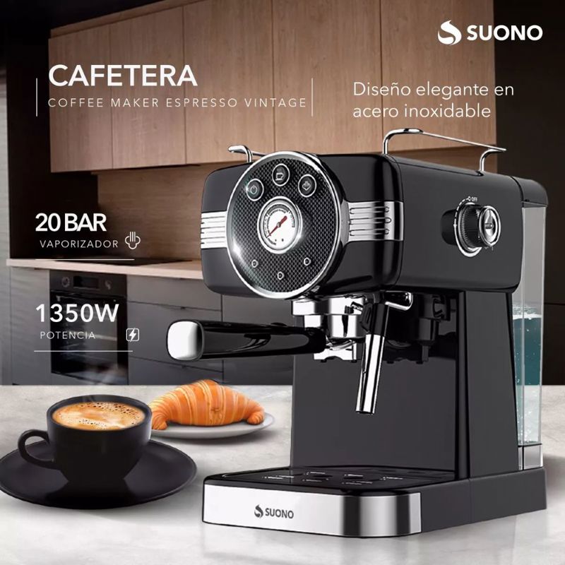 Cafetera Espresso Vintage Suono Acero Inox 1.5 L Espumador CSI - SUONO ...