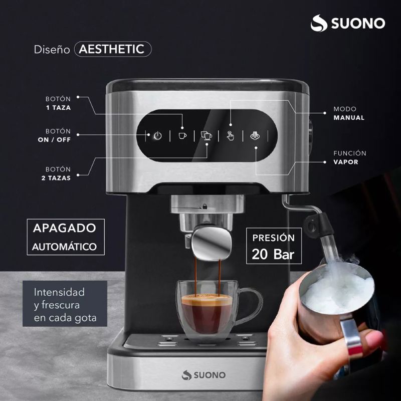 Cafetera Expresso Digital Suono Automática Acero Inox 1.5 L CSI - SUONO ...