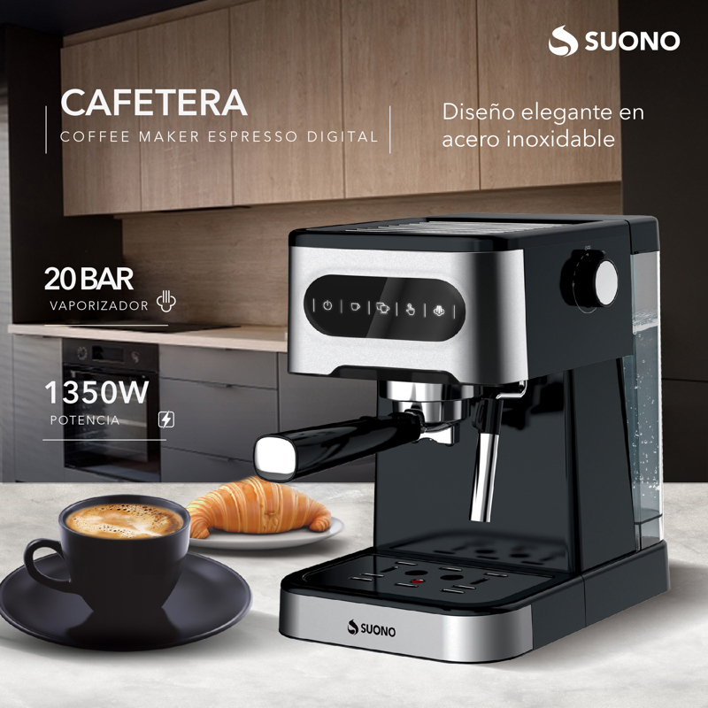 Cafetera Expresso Digital Suono Automática 1.5 L Acero Inox - SUONO ...
