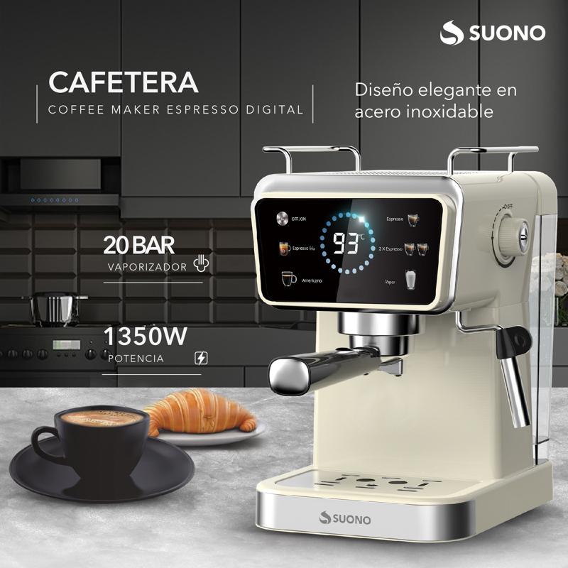 Cafetera Coffe Maker Espresso Digital 1.5 Litros 20 Bar - SUONO ...