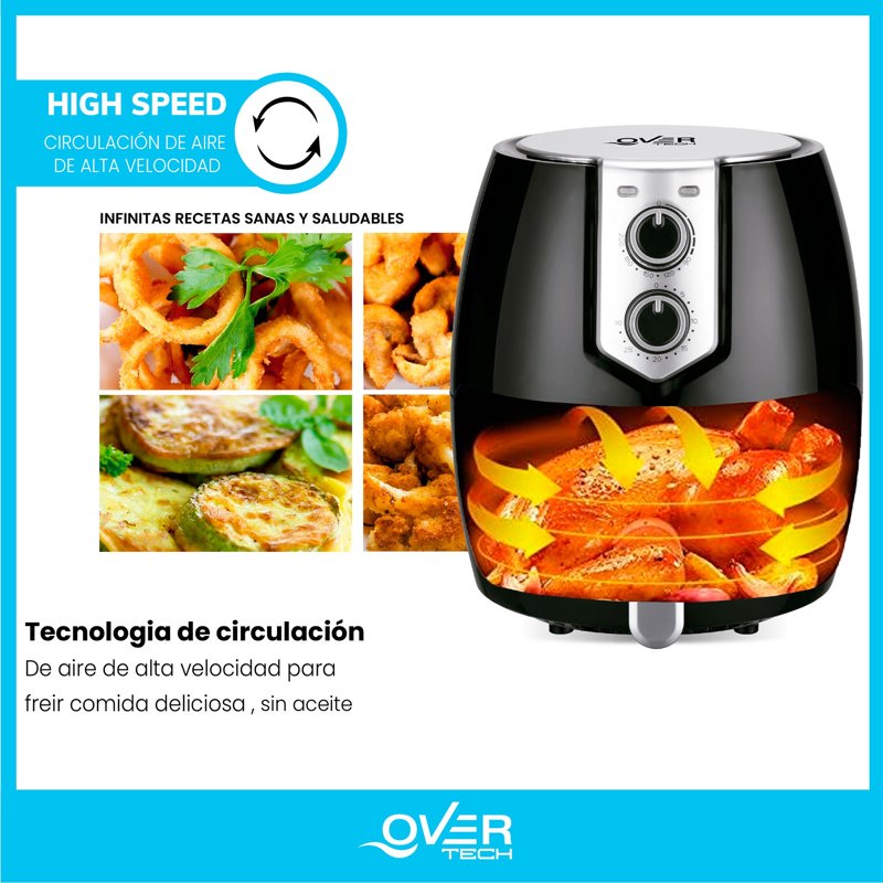 Freidora Overtech Electrica Sin Aceite De Aire 1400w 3,5 Litros Air ...
