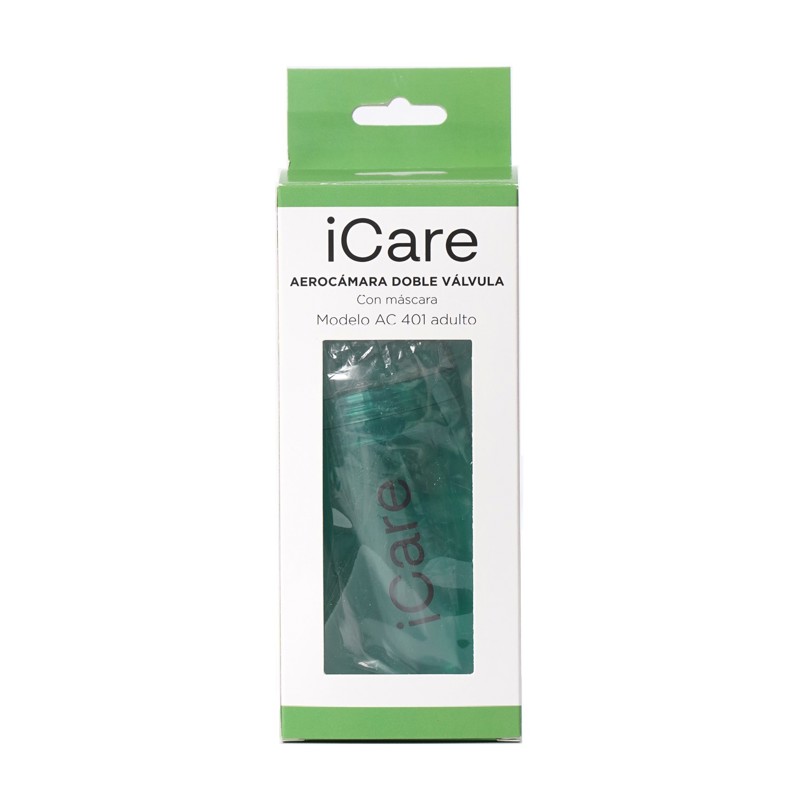 Aerocámara Espaciadora Doble Válvula Adultos iCare - ICARE NEBULIZADORES - Megatone