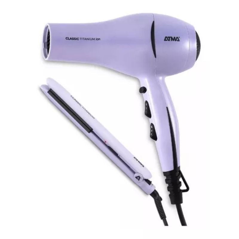 Set Secador y Planchita de Pelo Atma CK4020P Titanium Beauty - ATMA ...