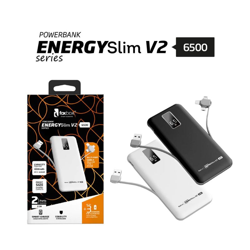 Power Bank V2 6500Mah Slim 3 Conec Foxbox - FOXBOX CABLES Y CARGADORES ...
