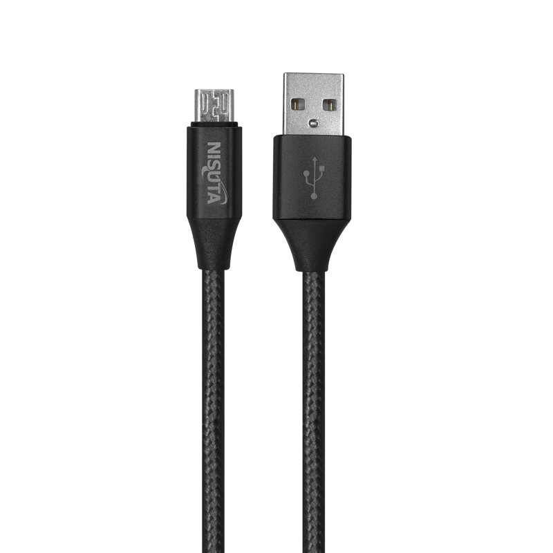 Cable micro USB de 1m de 2.4A con malla de tela negra NISUTA - NSCATEMI ...