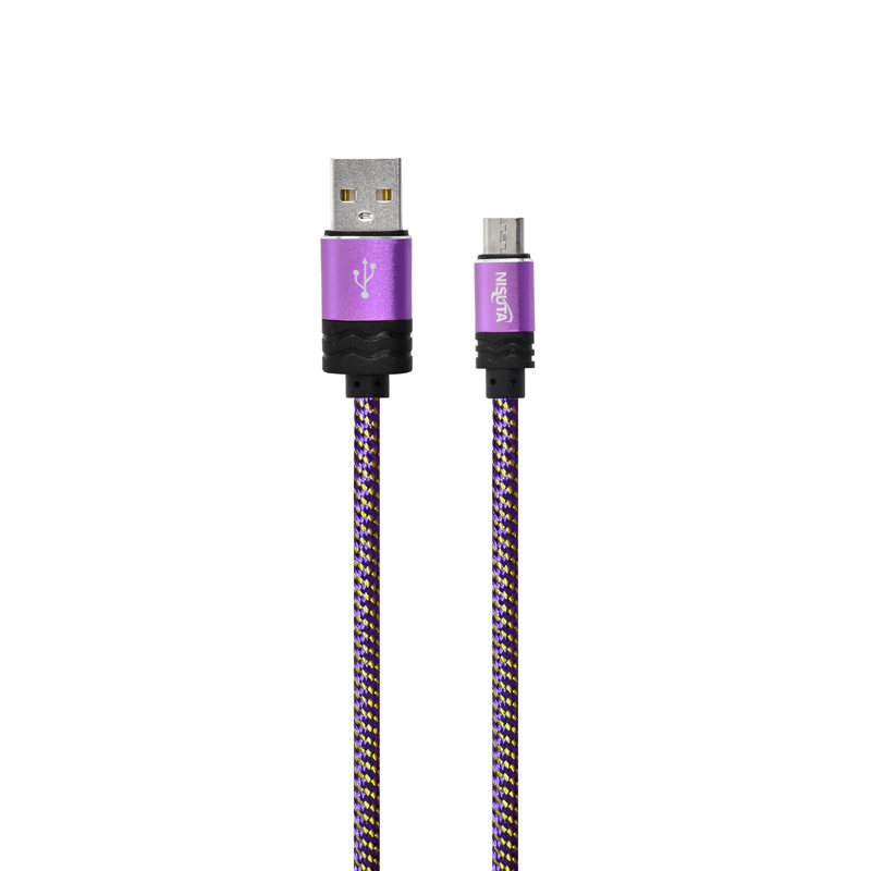 Cable micro USB de 1,8m de 2.4A con malla de tela violeta NISUTA ...