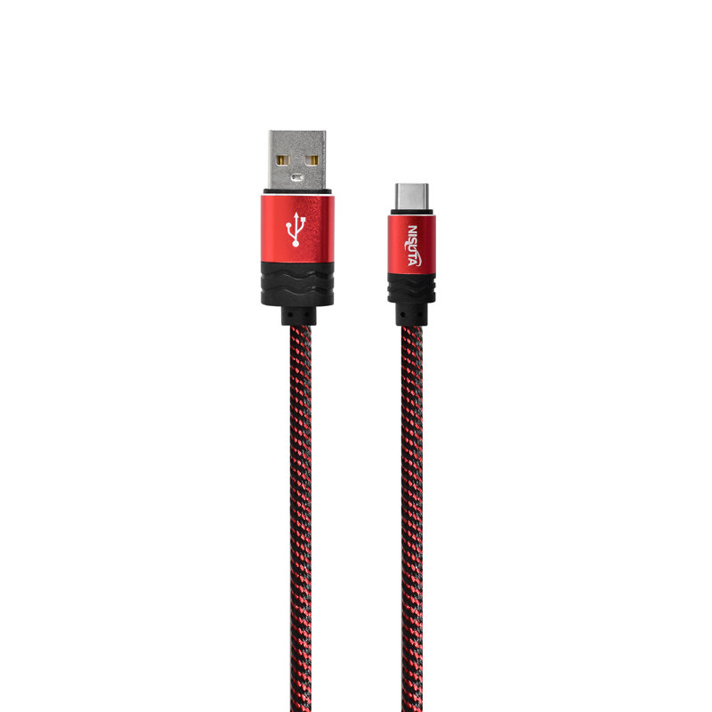 Cable USB C de 1,8m de 2.4A con malla de tela rojo NISUTA - NSCATEUC2 ...